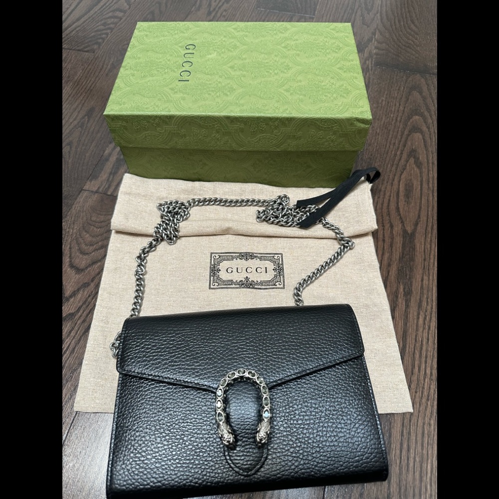 Pre Owned- Gucci Dionysus Mini Leather Chain Wallet - Gem